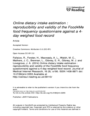 Fillable Online Online dietary intake estimation : Fax Email Print ...