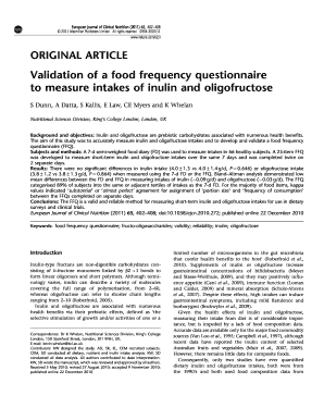 Fillable Online Use of a common food frequency questionnaire (FFQ) to ...