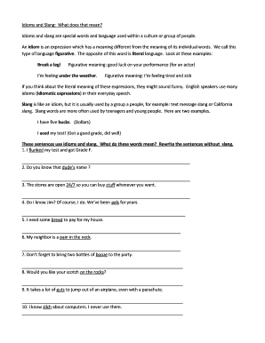 Fillable Online Idioms and Slang: What does that mean Fax Email Print ...