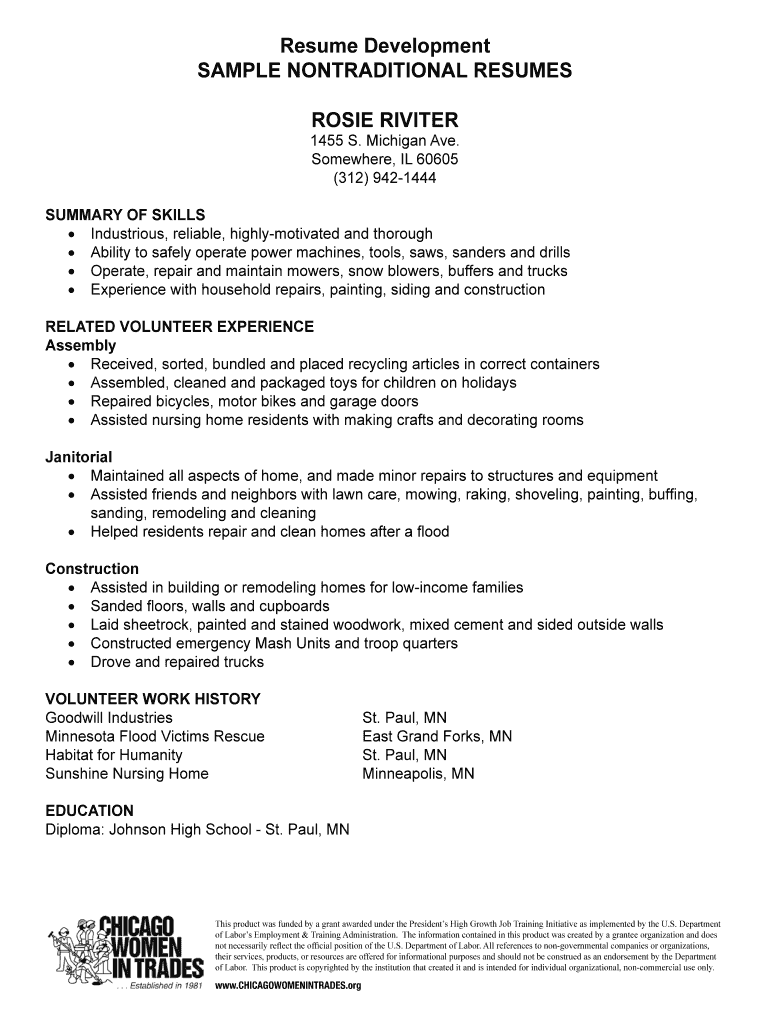 Fillable Online Sample nontraditional Resumes Fax Email Print - pdfFiller