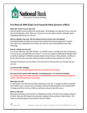 Fillable Online First National EMV (Chip) Card Frequently Asked ...
