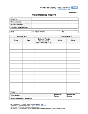 Fillable Online Fluid Balance Record Fax Email Print - pdfFiller