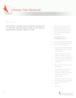 Fillable Online This Pain Diary is designed to help your patients track ...