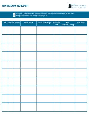 Fillable Online PAIN TRACKING WORKSHEET Fax Email Print - pdfFiller