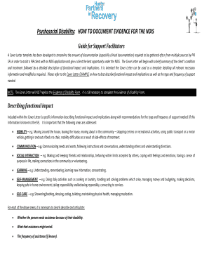 Fillable Online Psychosocial Disability: HOW TO DOCUMENT EVIDENCE FOR ...