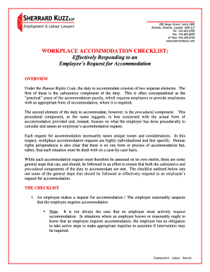 Fillable Online WORKPLACE ACCOMMODATION CHECKLIST: Fax Email Print ...