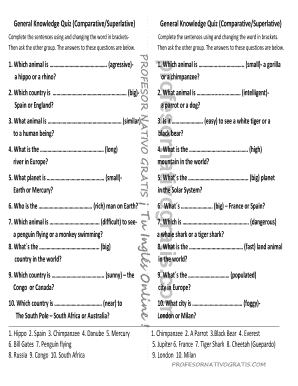 Fillable Online General Knowledge Quiz (Comparative/Superlative) Fax ...