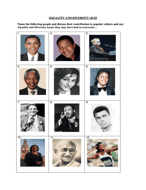 Fillable Online EQUALITY AND DIVERSITY QUIZ Fax Email Print - pdfFiller