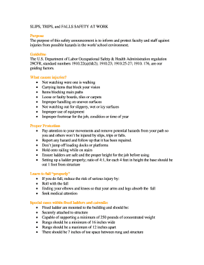 Fillable Online SLIPS, TRIPS, and FALLS SAFETY AT WORK Fax Email Print ...