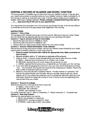 Fillable Online KEEPING A RECORD OF BLADDER AND BOWEL FUNCTION Fax ...