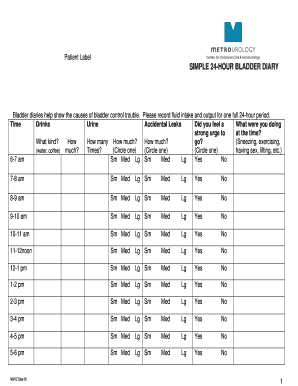 Fillable Online SIMPLE 24-HOUR BLADDER DIARY Fax Email Print - pdfFiller