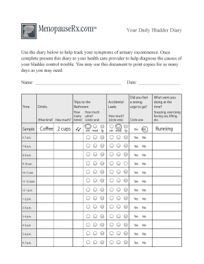 Fillable Online Use the diary below to help track your symptoms of ...