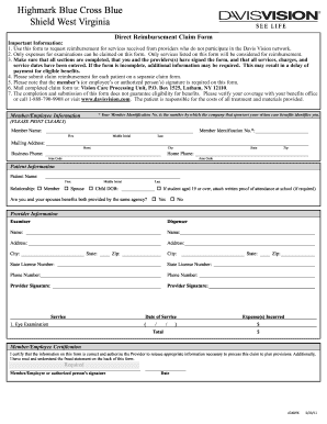 Fillable Online INSTRUCTIONS FOR COMPLETING THE HIGHMARK OUT-OF-NETWORK ...