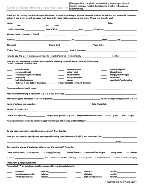 Fillable Online Please print the completed form and bring to your ...