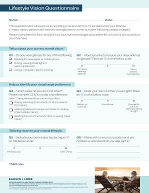 Fillable Online Lifestyle Vision Questionnaire Fax Email Print - pdfFiller