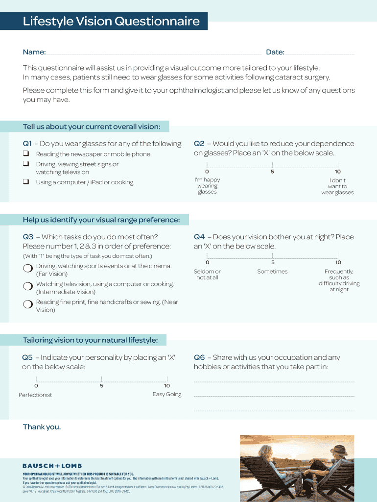 Fillable Online Lifestyle Vision Questionnaire Fax Email Print - pdfFiller