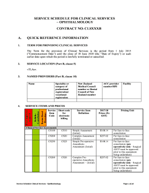 Fillable Online SERVICE SCHEDULE FOR CLINICAL SERVICES Fax Email Print ...