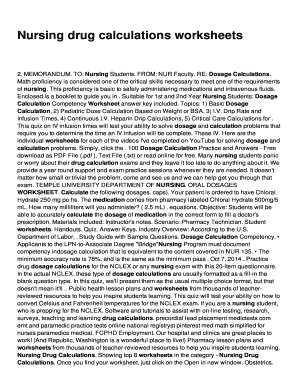 Fillable Online Nursing drug calculations worksheets Fax Email Print ...
