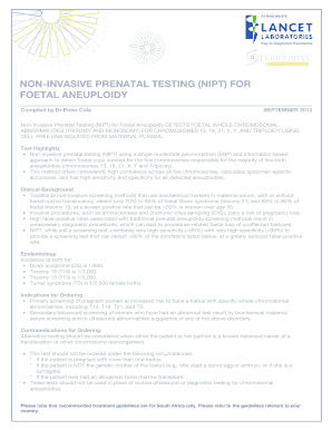 Fillable Online NON-INVASIVE PRENATAL TESTING (NIPT) FOR Fax Email ...