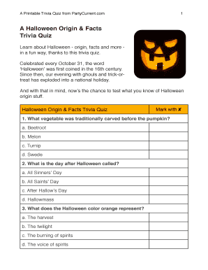 Fillable Online A Halloween Origin & Facts Fax Email Print - pdfFiller
