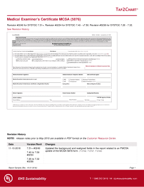Fillable Online Medical Examiner's Certificate MCSA (5876) Fax Email ...