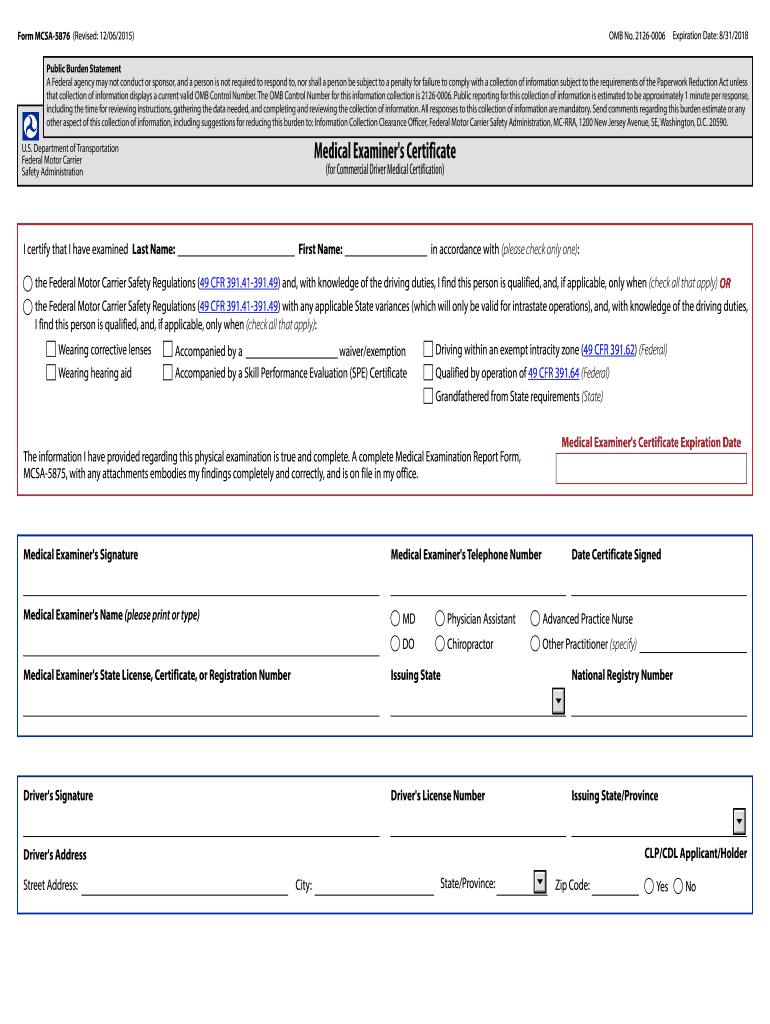 Fillable Online Form MCSA-5876 (Revised: 12/06/2015) Fax Email Print ...