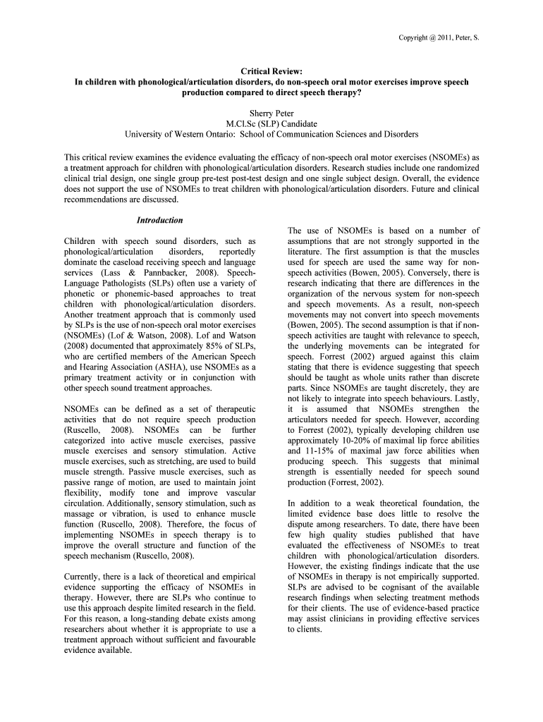 Fillable Online In children with phonological/articulation disorders ...