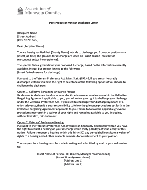 Fillable Online Post-Probation Veteran Discharge Letter Fax Email Print ...