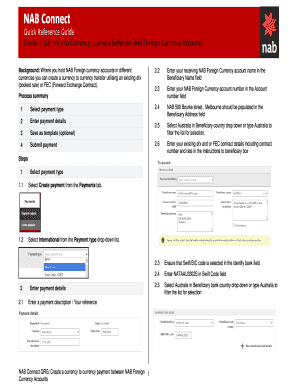 Fillable Online Create a Currency to Currency payment between NAB ...