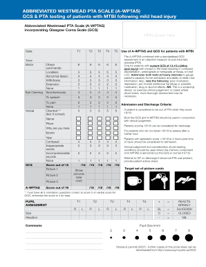 Fillable Online GCS & PTA testing of patients with MTBI following mild ...