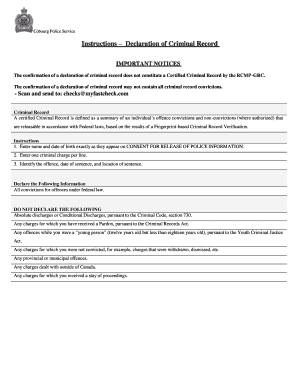 Fillable Online Instructions Declaration of Criminal Record Fax Email ...