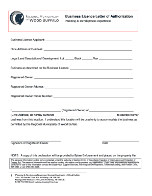 Fillable Online Business Licence Letter of Authorization Fax Email ...