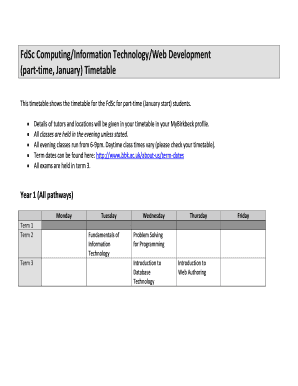 Fillable Online (part-time, January) Timetable Fax Email Print - pdfFiller