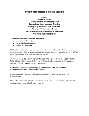 Fillable Online Patient Reminders: Set-Up and Sending Fax Email Print ...