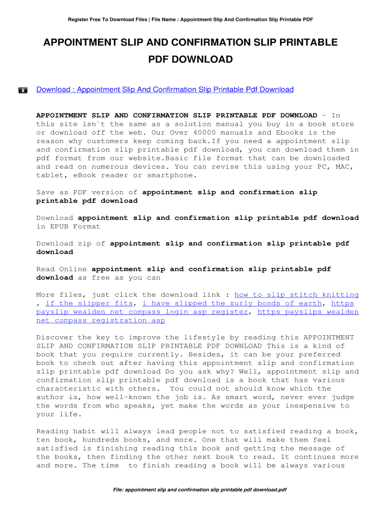 Fillable Online Register Free To Download Files File Name : Appointment ...