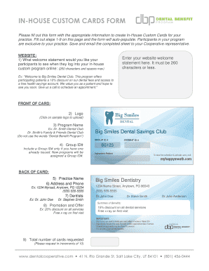 Fillable Online IN-HOUSE CUSTOM CARDS FORM Fax Email Print - pdfFiller