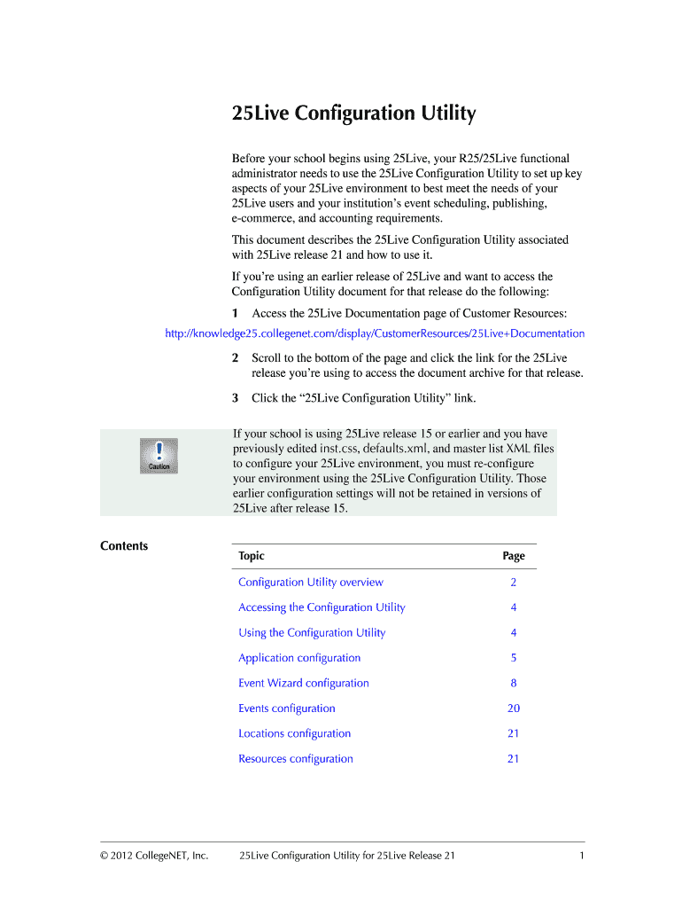 Fillable Online 25Live Configuration Utility Fax Email Print - pdfFiller
