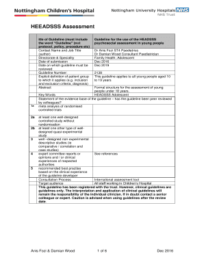 Fillable Online HEEADSSS Assessment Fax Email Print - pdfFiller