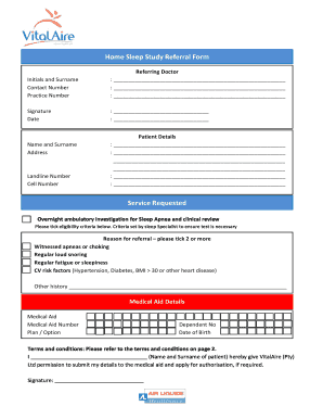 Fillable Online Home Sleep Study Referral Form Fax Email Print - pdfFiller