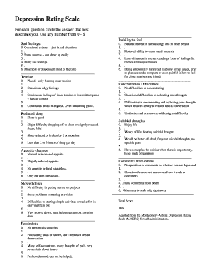 Fillable Online Depression Rating Scale Fax Email Print - pdfFiller