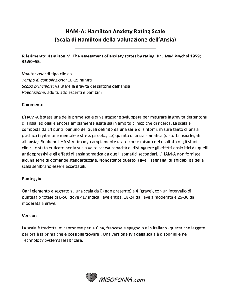 Fillable Online HAM-A: Hamilton Anxiety Rating Scale Fax Email Print ...
