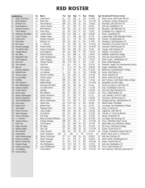 Fillable Online RED ROSTER Fax Email Print - pdfFiller