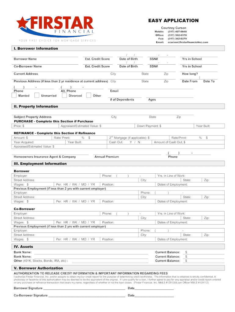Fillable Online EASY APPLICATION Fax Email Print - pdfFiller