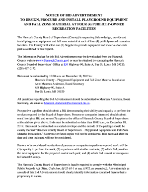 Fillable Online NOTICE OF BID ADVERTISEMENT Fax Email Print - pdfFiller