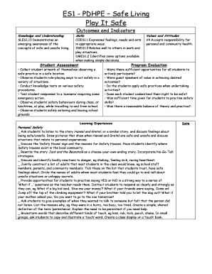 Fillable Online ES1 - PDHPE Safe Living Fax Email Print - pdfFiller