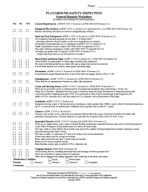 Fillable Online PLAYGROUND SAFETY INSPECTION Fax Email Print - pdfFiller