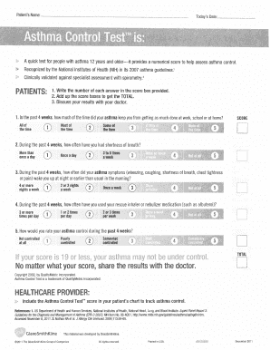 Fillable Online A quick test for people with asthma 12 years and Fax ...