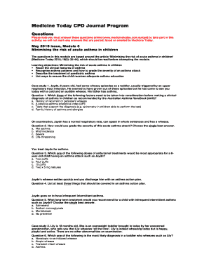 Fillable Online Medicine Today CPD Journal Program Fax Email Print ...