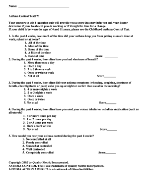 Fillable Online Asthma Control TestTM Fax Email Print - pdfFiller