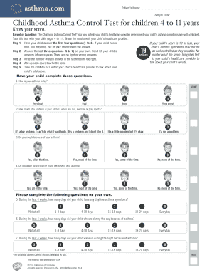 Fillable Online Childhood Asthma Control Test for children to years Fax ...